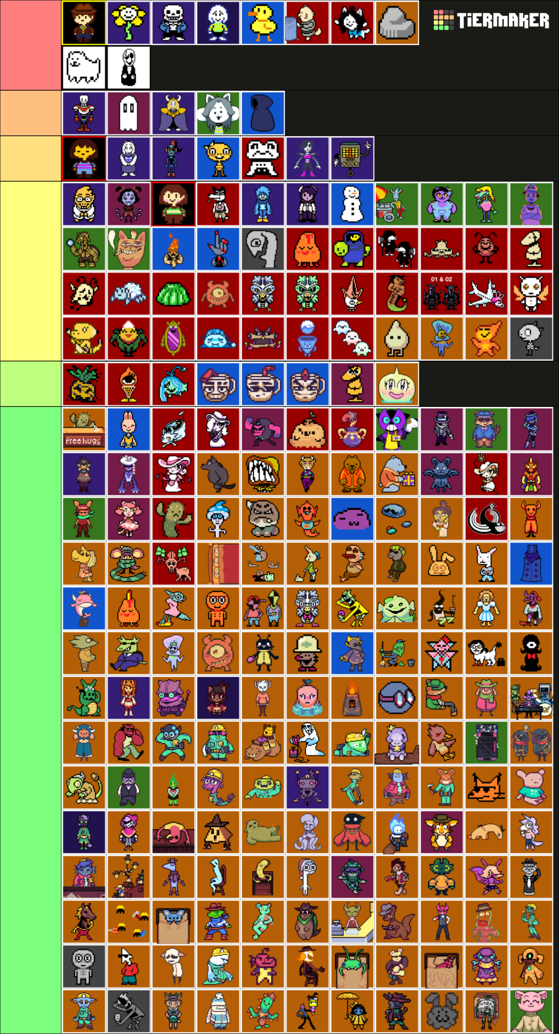 Undertale & Undertale Yellow Character Tier List (Community Rankings) - TierMaker