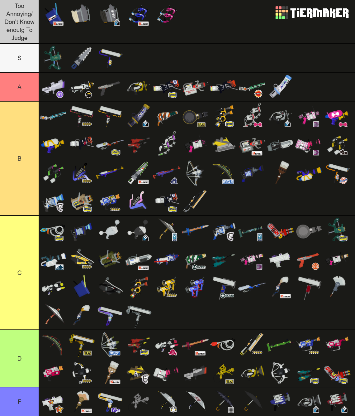 Splatoon 3 Weapons (Sizzle Season 2024) Tier List (Community Rankings ...