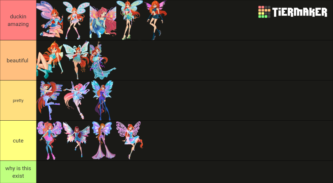 winx bloom all transformations Tier List (Community Rankings) - TierMaker