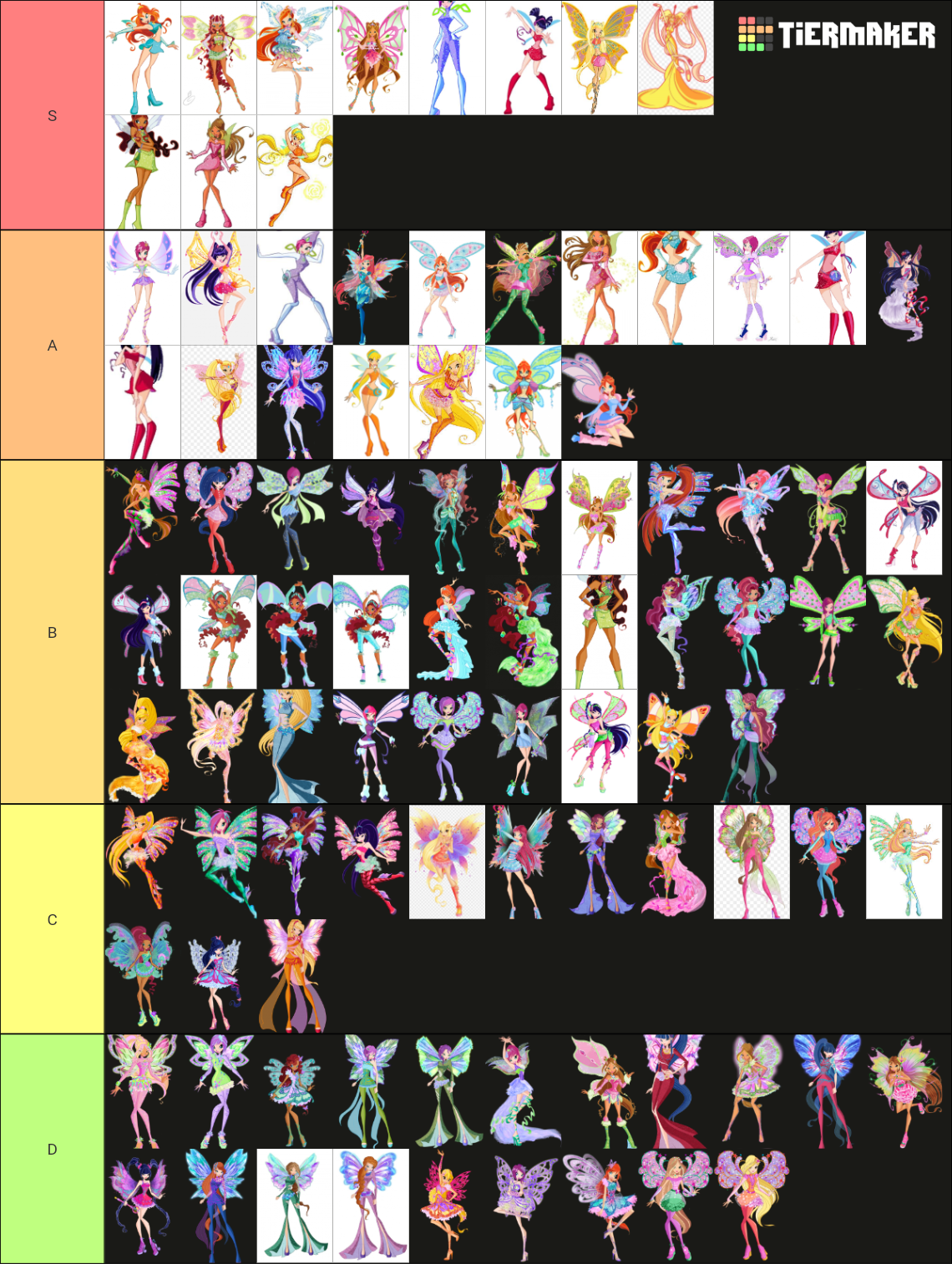 Winx Club transformations Tier List (Community Rankings) - TierMaker