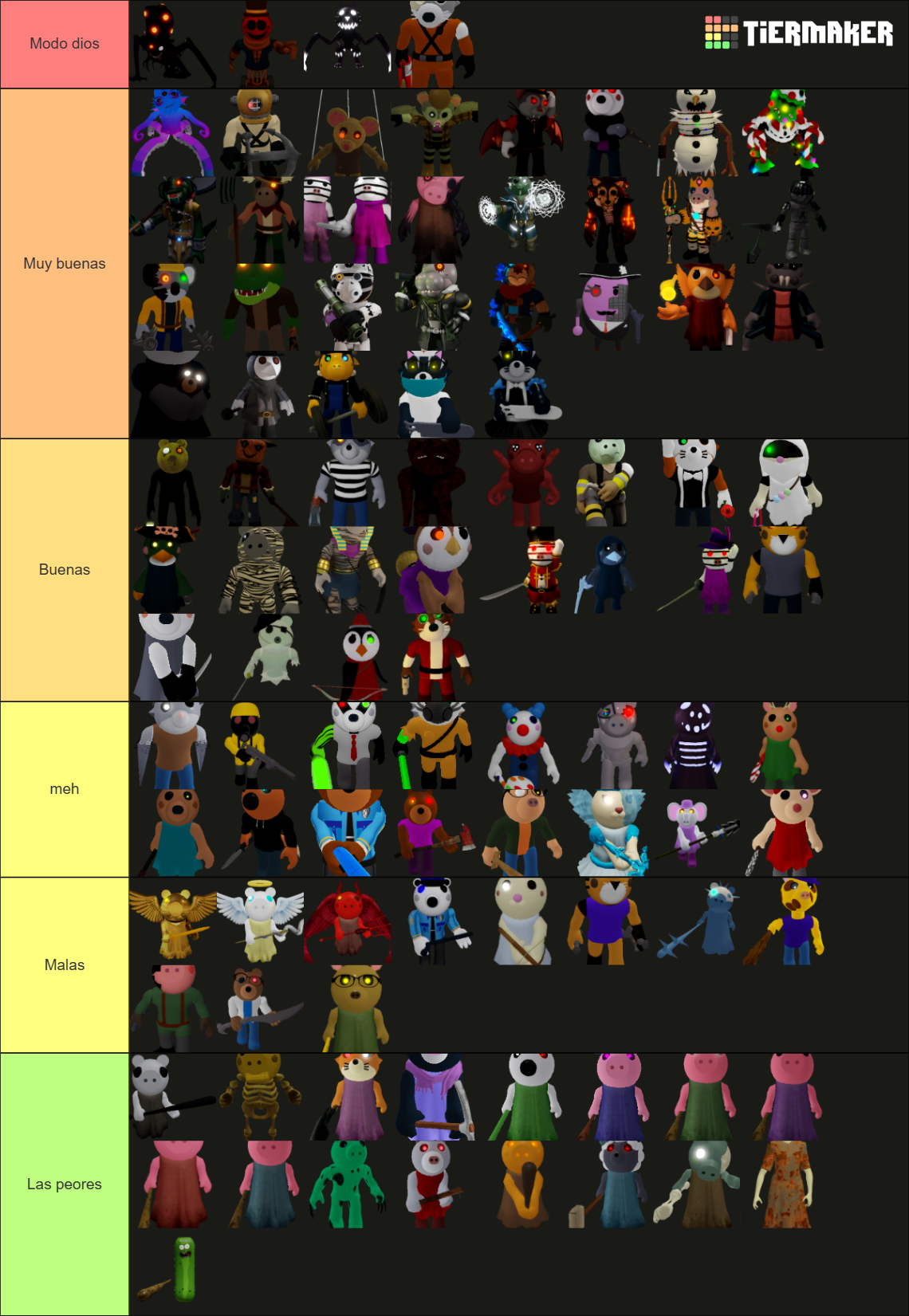 Roblox Piggy all Skins(Up to Season 6) Tier List (Community Rankings ...
