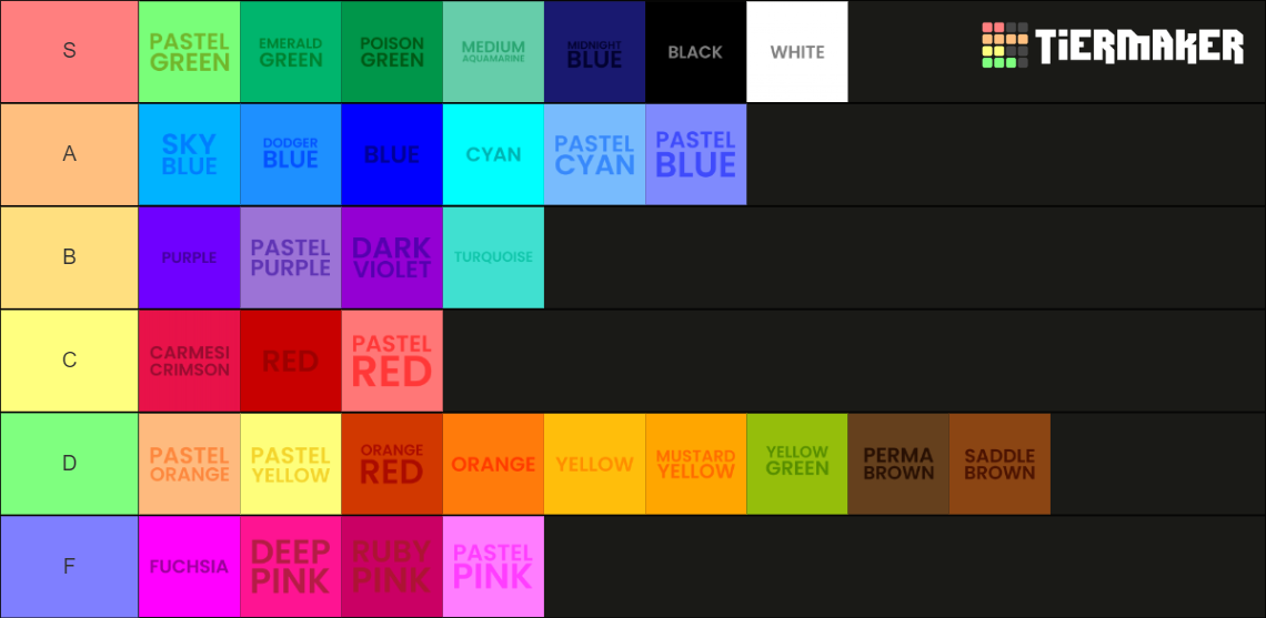 Ultimate Color Tier List (Community Rankings) - TierMaker