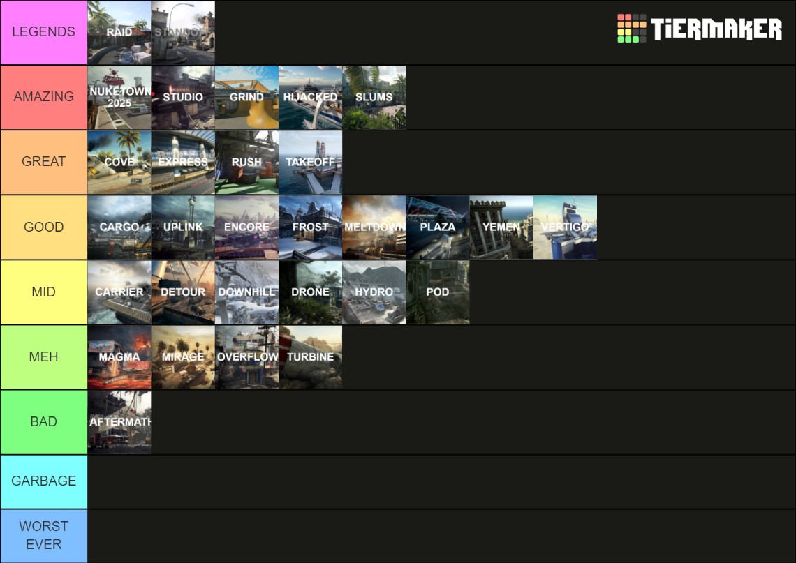 Call of Duty Multiplayer Maps Tier List (Community Rankings) - TierMaker