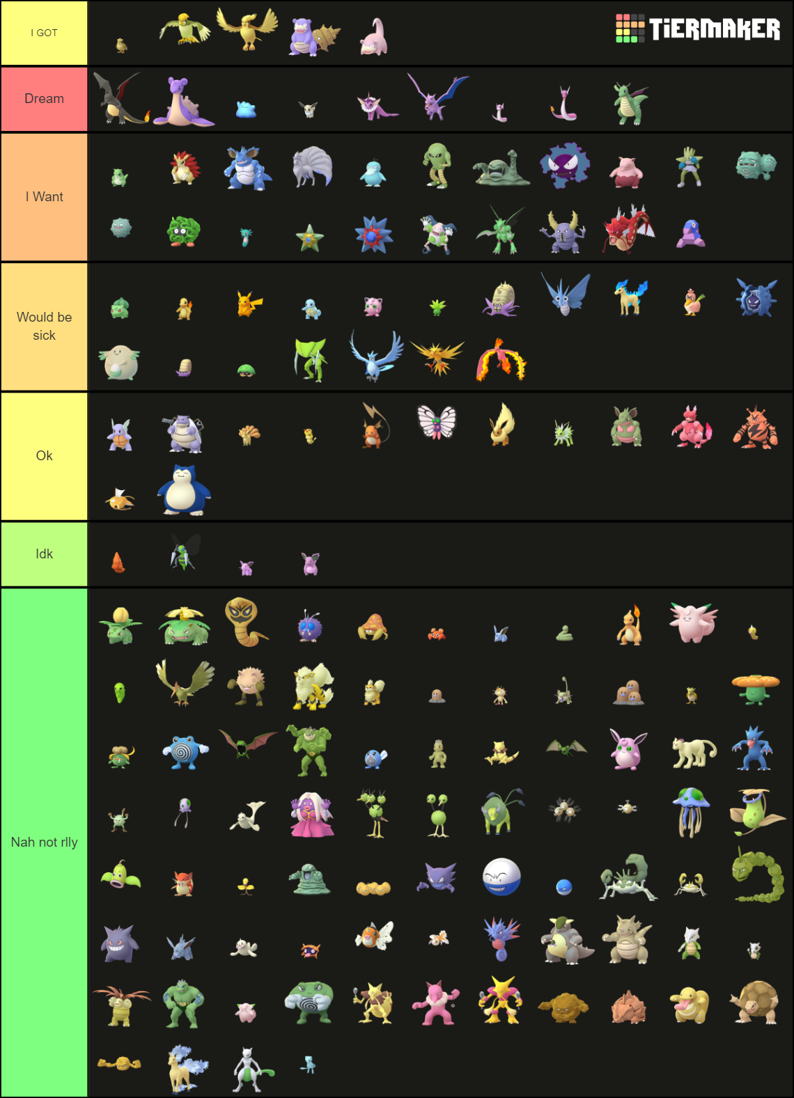 All Shiny Pokémon (Generation 1) Tier List (Community Rankings) - TierMaker