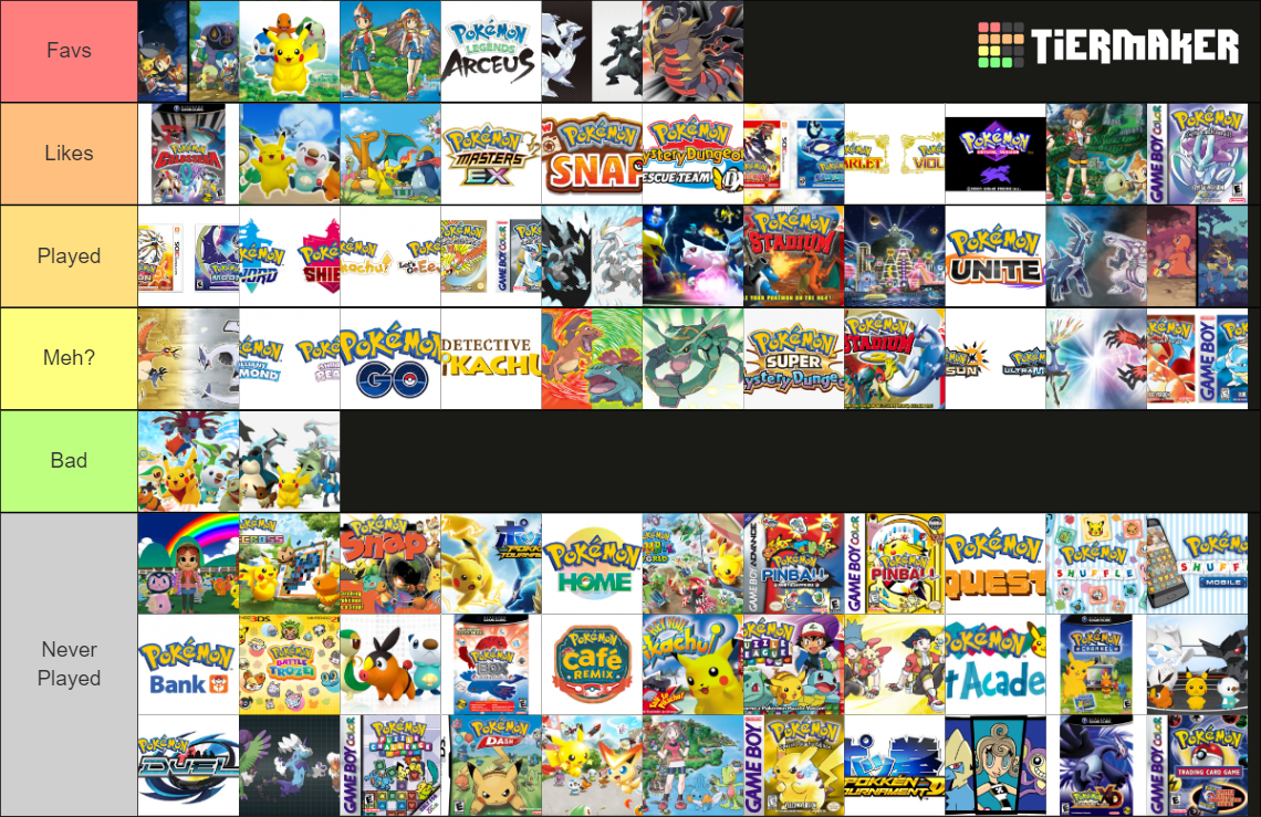 Every Pokemon Video Game Ever Tier List (Community Rankings) - TierMaker