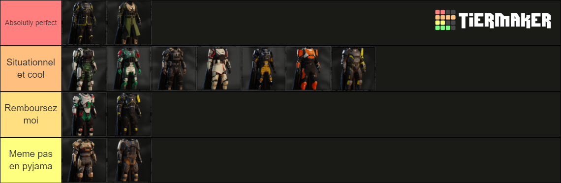 Helldivers 2 Armor Tierlist (Aesthetically) Tier List (Community Rankings) - TierMaker