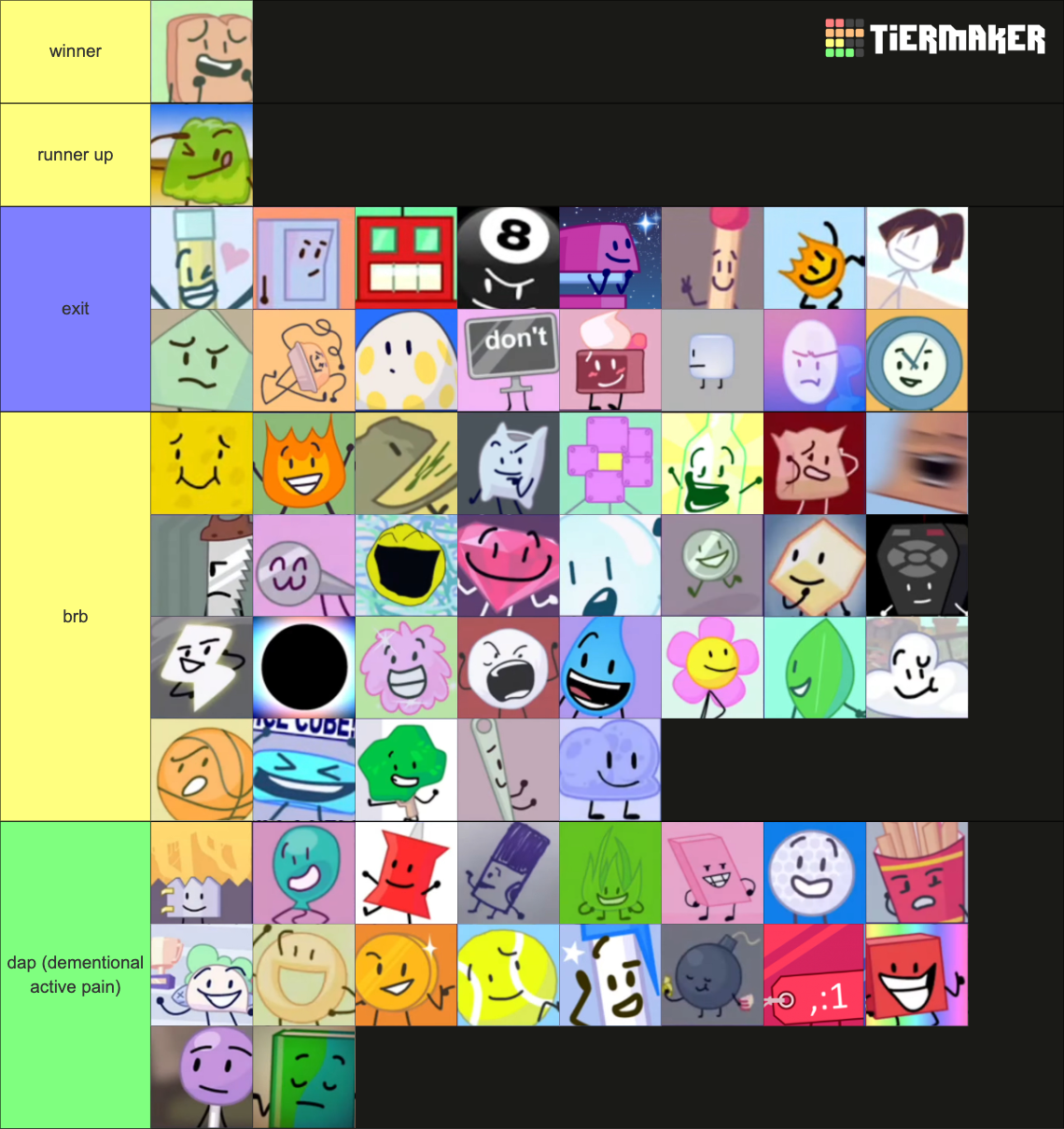 BFB But there is no split 👍 Tier List (Community Rankings) - TierMaker