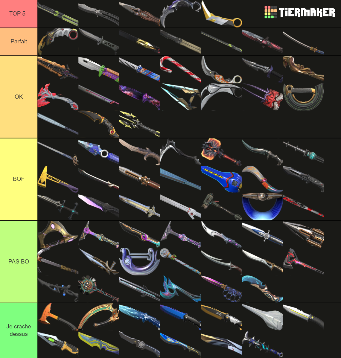 Valorant Knife Skins (June 2023) Tier List (Community Rankings) - TierMaker