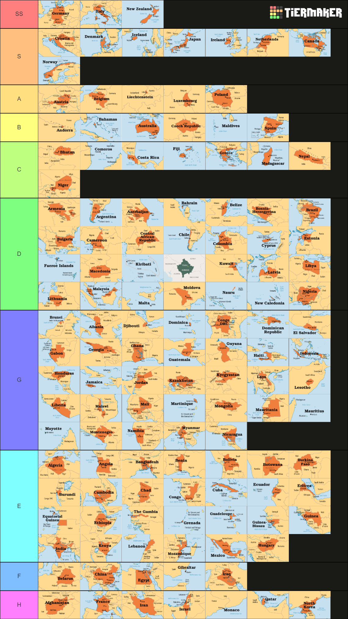 Country Tier List (Community Rankings) - TierMaker