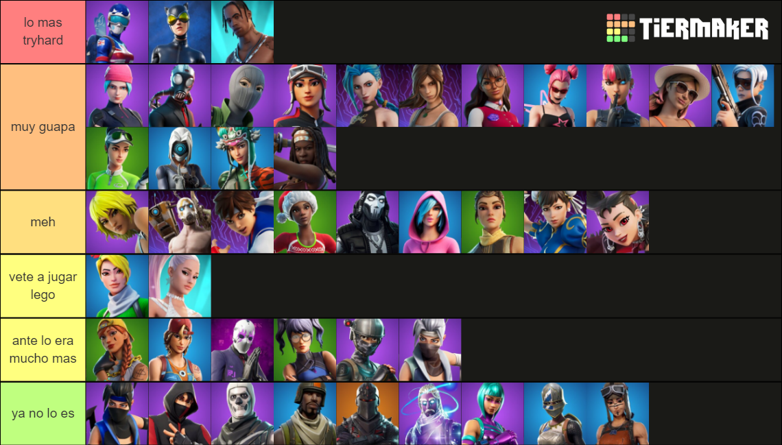 fortnite sweat tryhard skins W Tier List (Community Rankings) - TierMaker