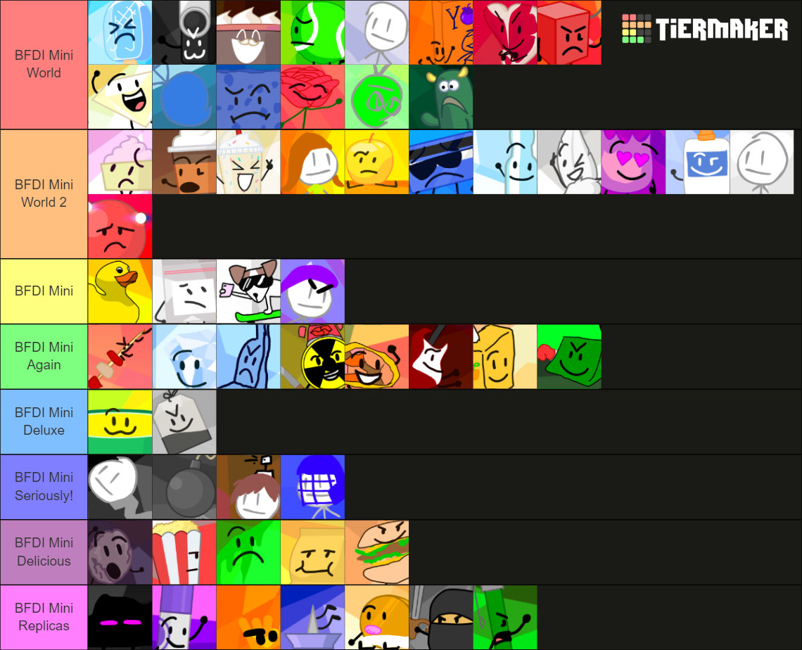 BFDI Mini Characters (2024) - New Icons! Maker Tier List (Community Rankings) - TierMaker