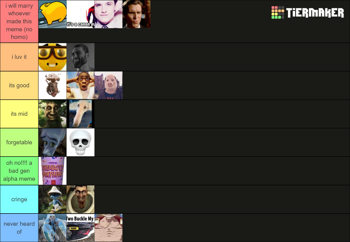 gen alpha memes Tier List (Community Rankings) - TierMaker