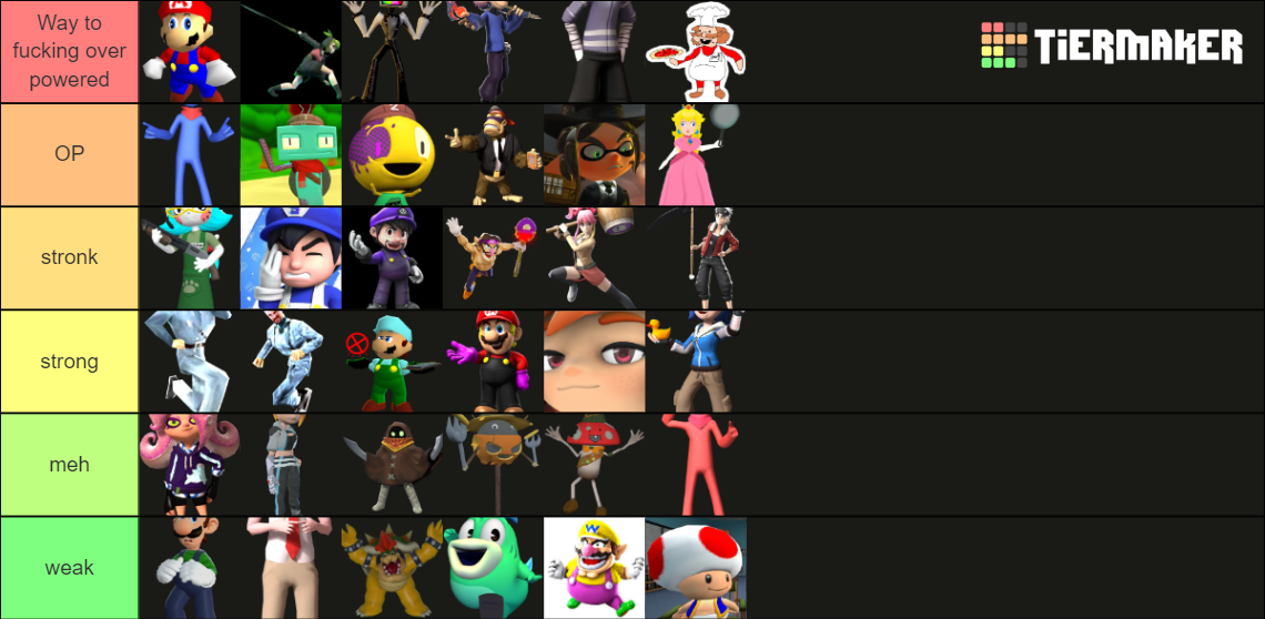 Smg4 characters Tier List (Community Rankings) - TierMaker