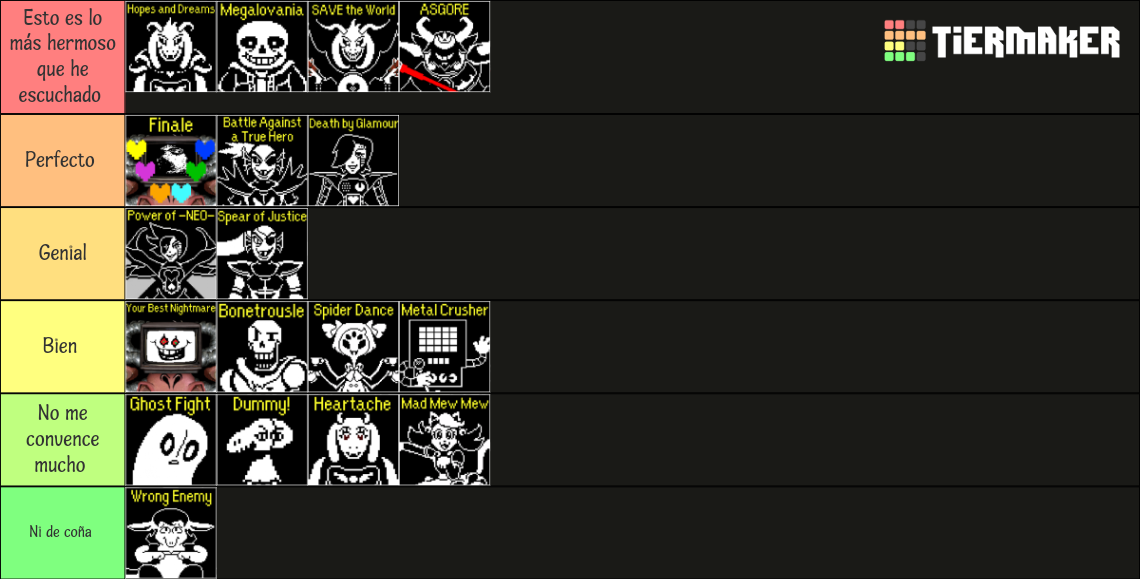 Undertale Boss Themes Tier List (Community Rankings) - TierMaker