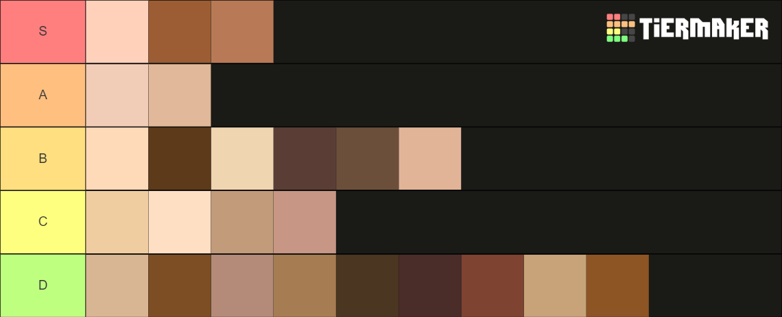 Skin's Color Tier List (Community Rankings) - TierMaker