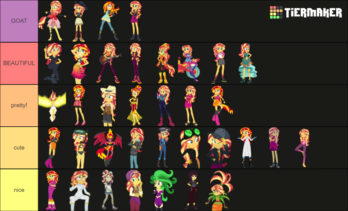 sunset shimmer outfits Tier List (Community Rankings) - TierMaker