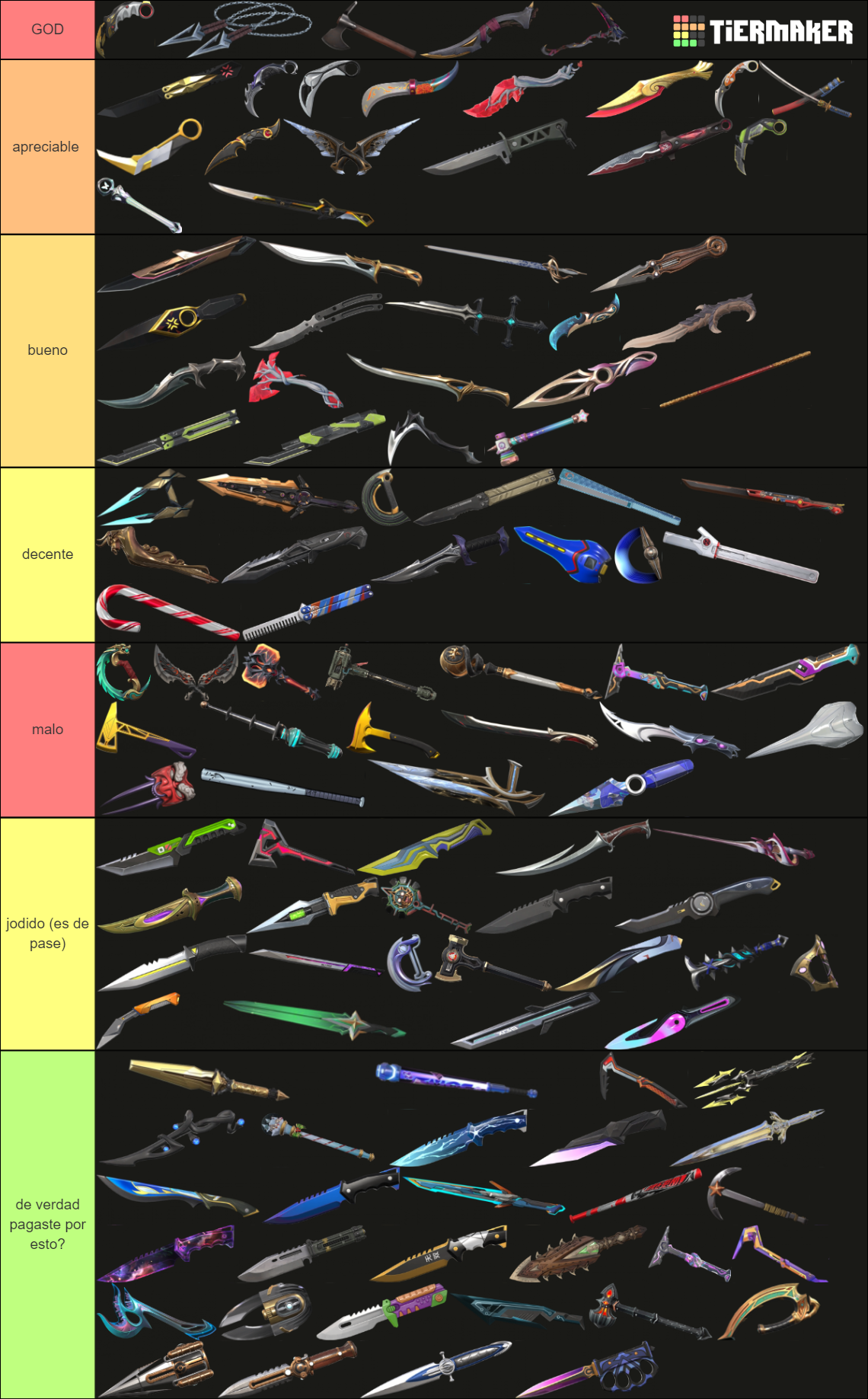 Valorant Melee / Knife Skins (August 2024) Tier List (Community ...