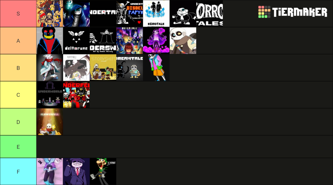 Undertale AU Tierlist Tier List (Community Rankings) - TierMaker