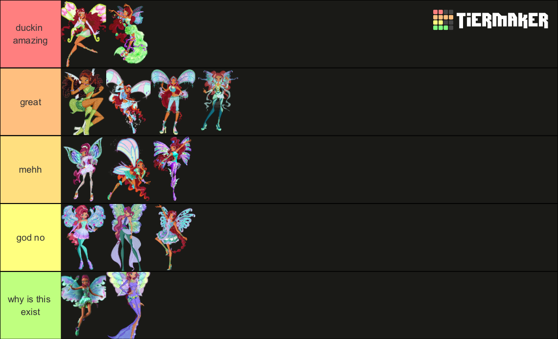 winx aisha/layla all transformations Tier List (Community Rankings ...