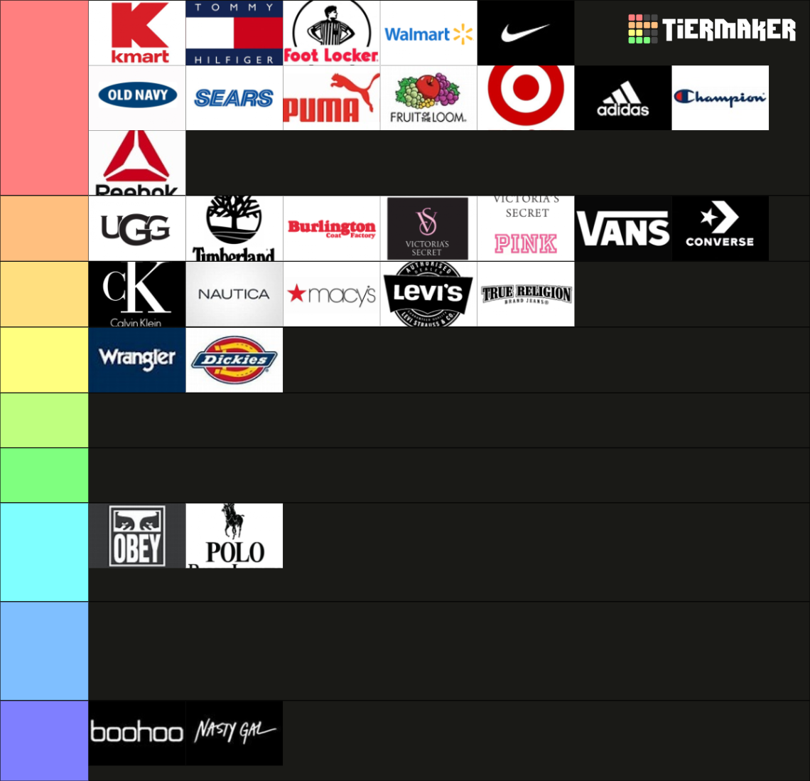 100+ Clothing Brands, Labels, Retailers Tier List (Community Rankings ...