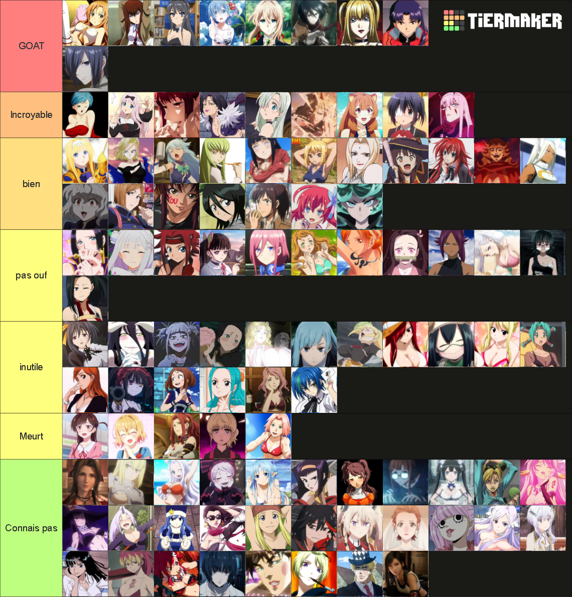 Top 100 Anime Waifu Tier List (Community Rankings) - TierMaker