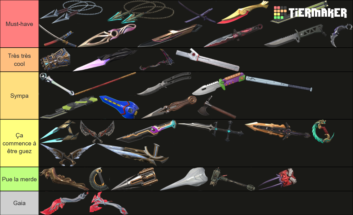 Valorant Melee / Knife Skins (January 2025) Tier List (Community ...