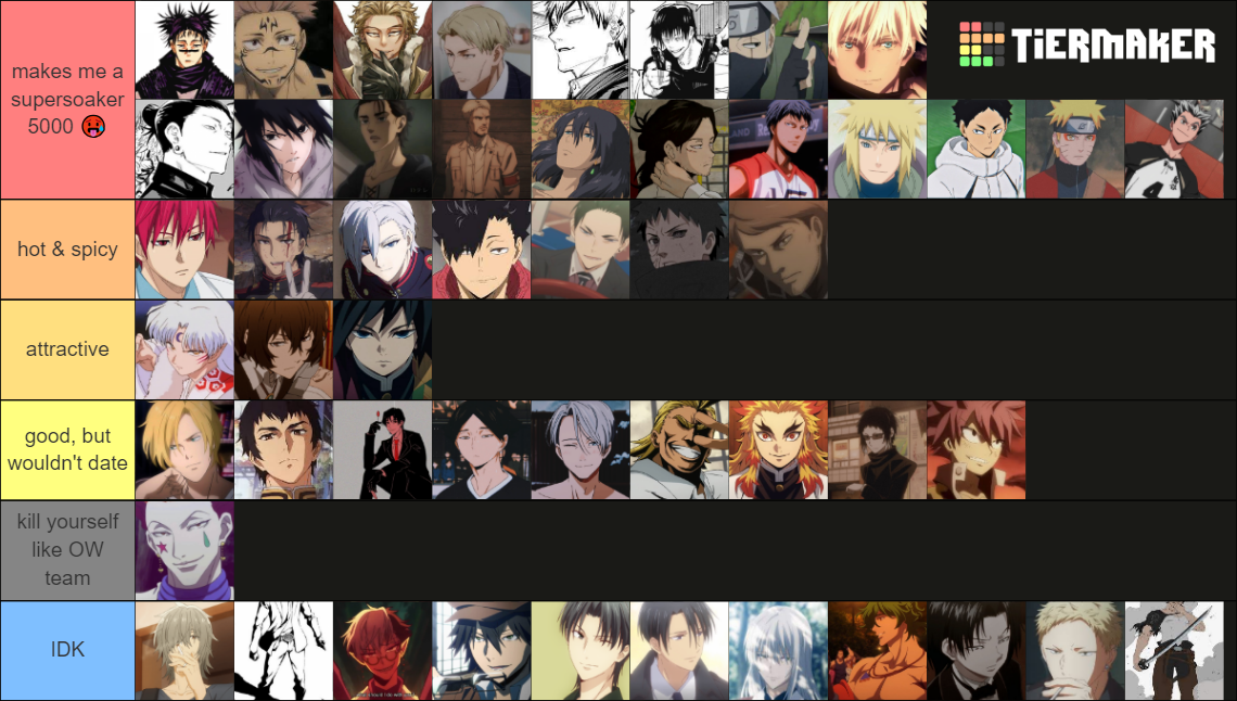 Top 50 Hottest Anime Men Tier List (Community Rankings) - TierMaker