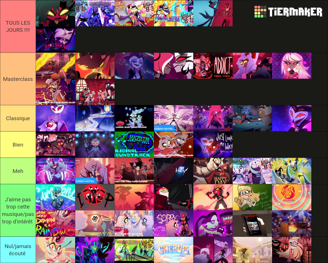all hazbin hotel and helluva boss songs Tier List (Community Rankings) - TierMaker