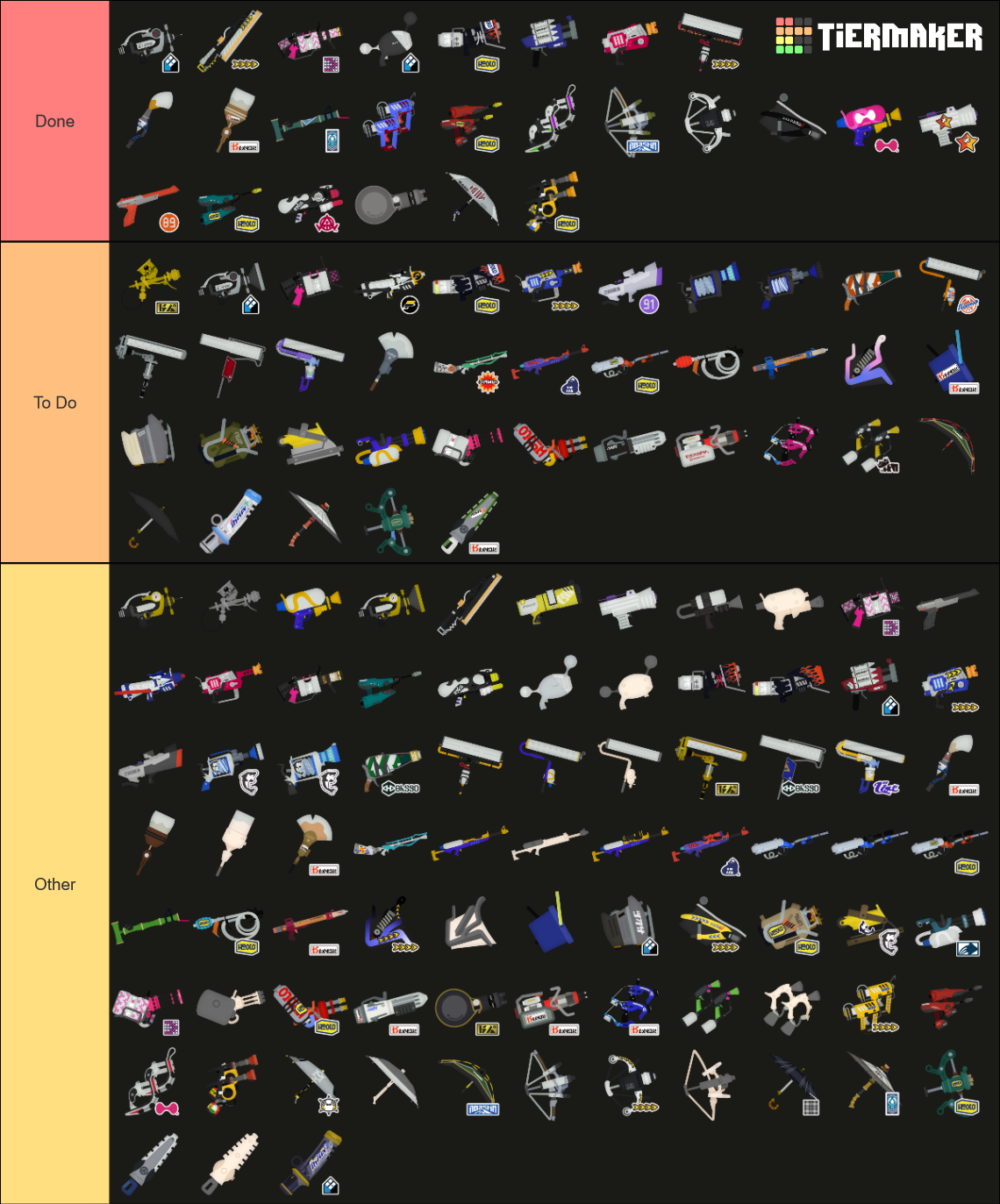 Splatoon 3 Main Weapons (Game Version 8.0.0) Tier List (Community ...