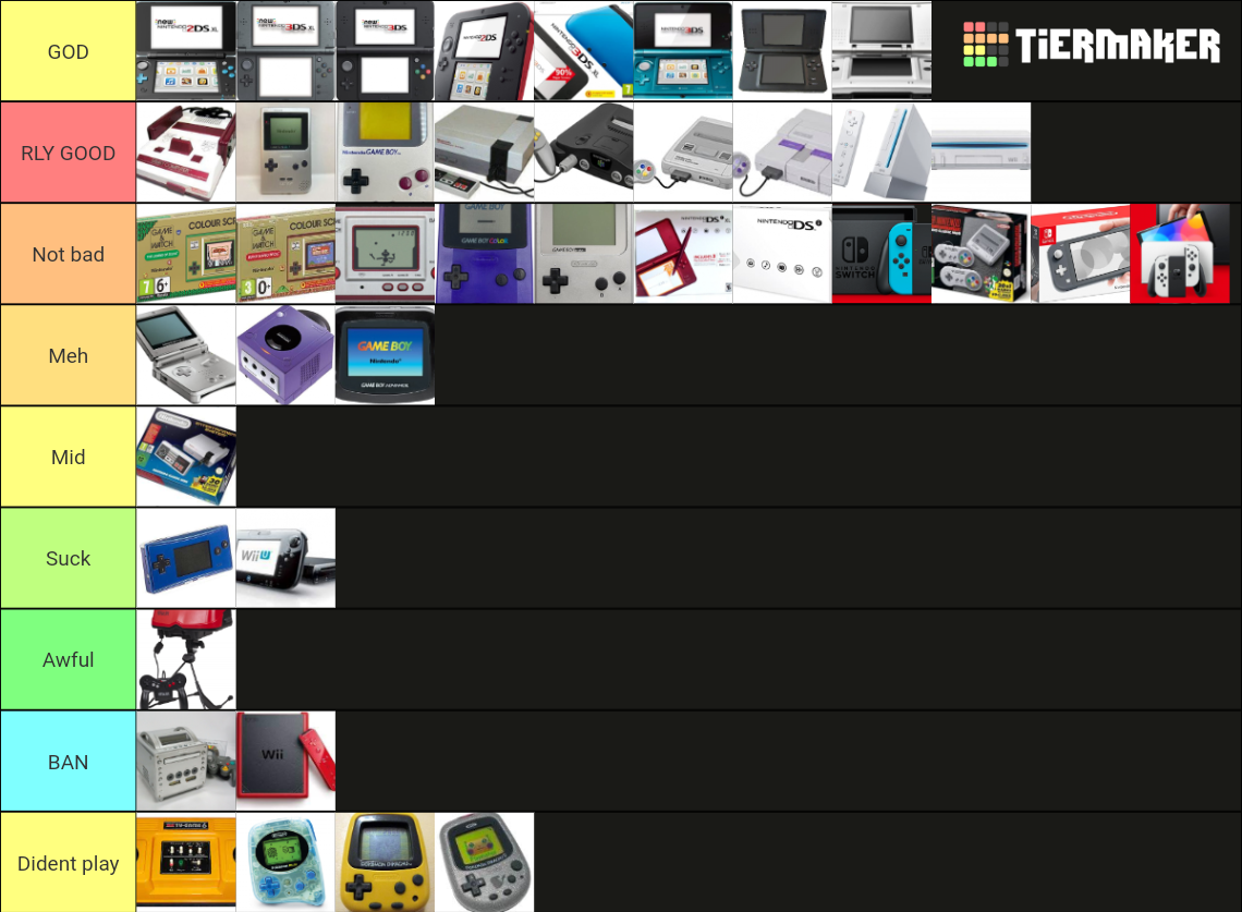 every Nintendo system EVER Tier List (Community Rankings) - TierMaker