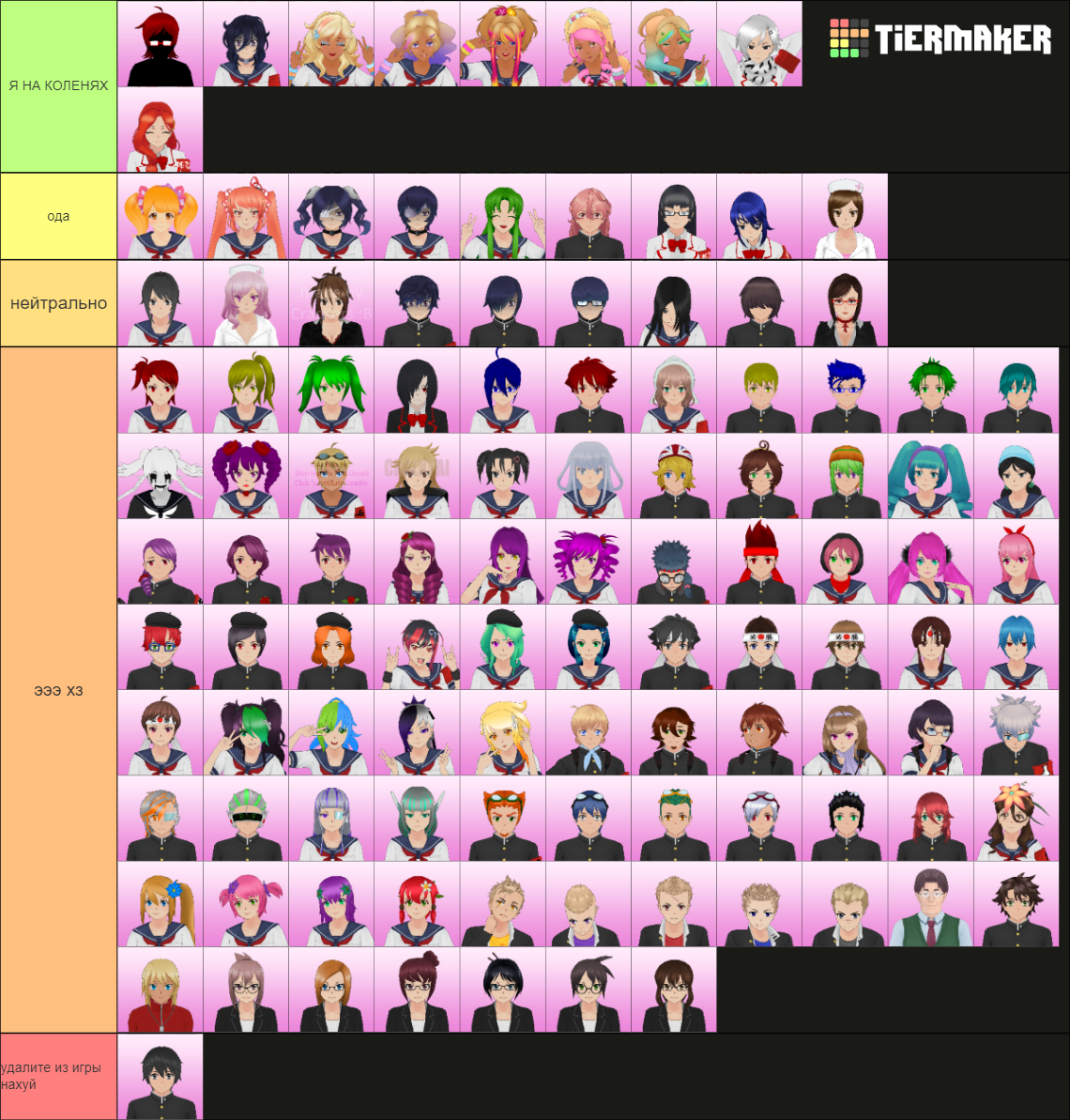 Yandere Simulator Characters Tier List (Community Rankings) - TierMaker