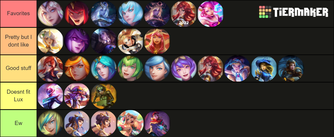 Lux All Skins, elements included! 5/1/2025 Tier List (Community ...