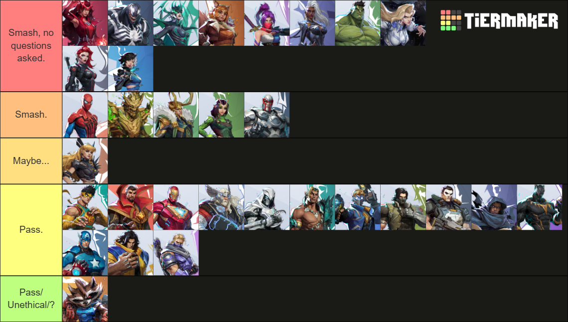 Marvel Rivals; Smash Or Pass Tier List (Community Rankings) - TierMaker
