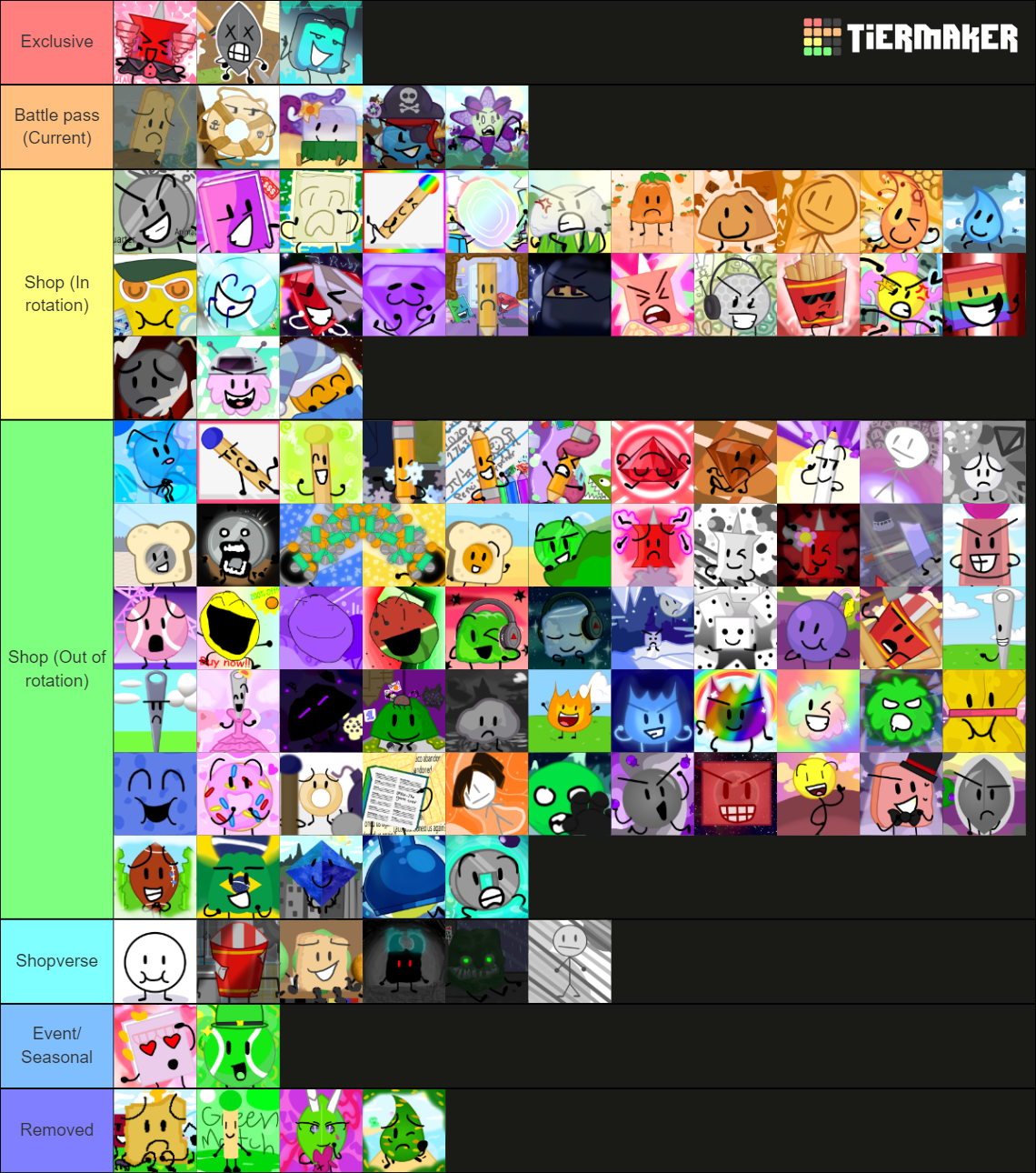 BFDIA Roblox Skins (Custom Icons!) Tier List (Community Rankings ...