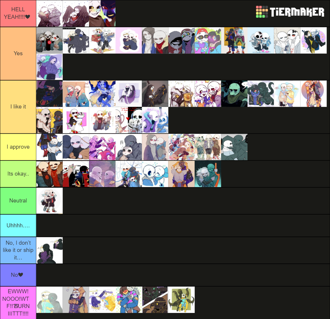Undertale au ships (Sans) Tier List (Community Rankings) - TierMaker