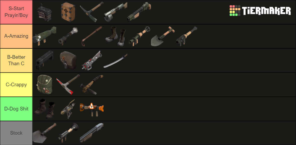 Soldier Weapons Tier List (Community Rankings) - TierMaker