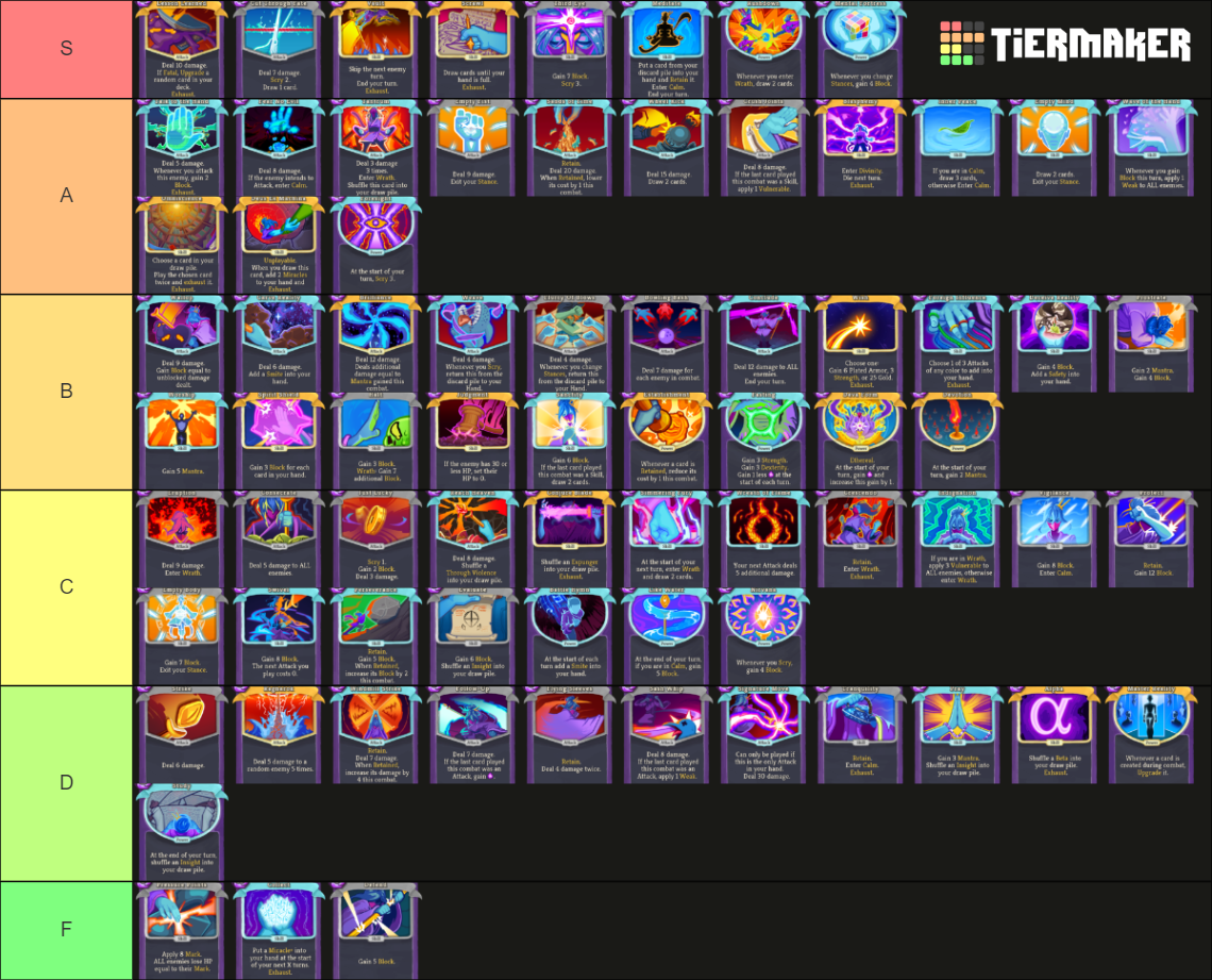 Watcher Cards (Slay The Spire) Tier List (Community Rankings) - TierMaker