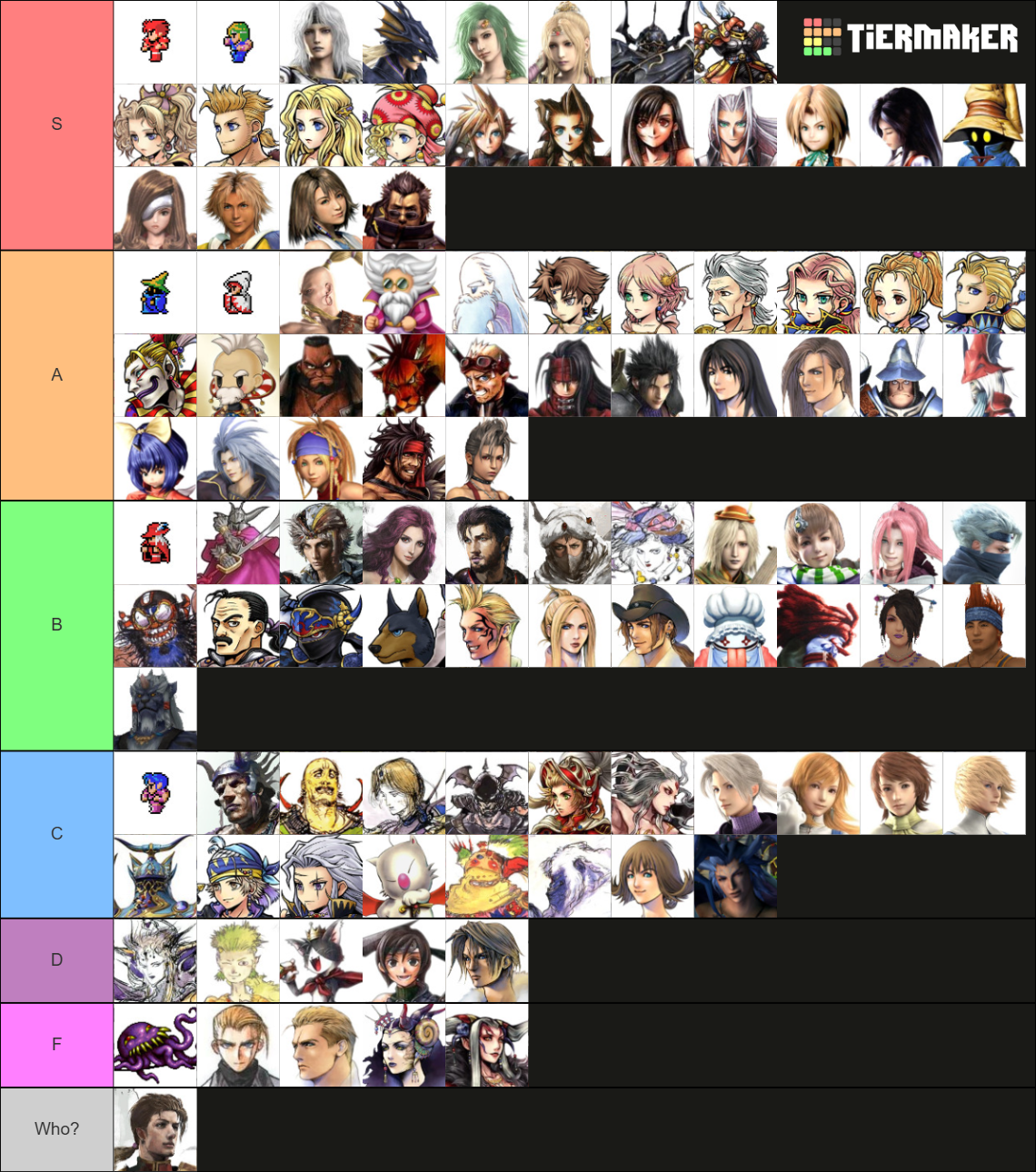Final Fantasy Characters Tier List (Community Rankings) - TierMaker