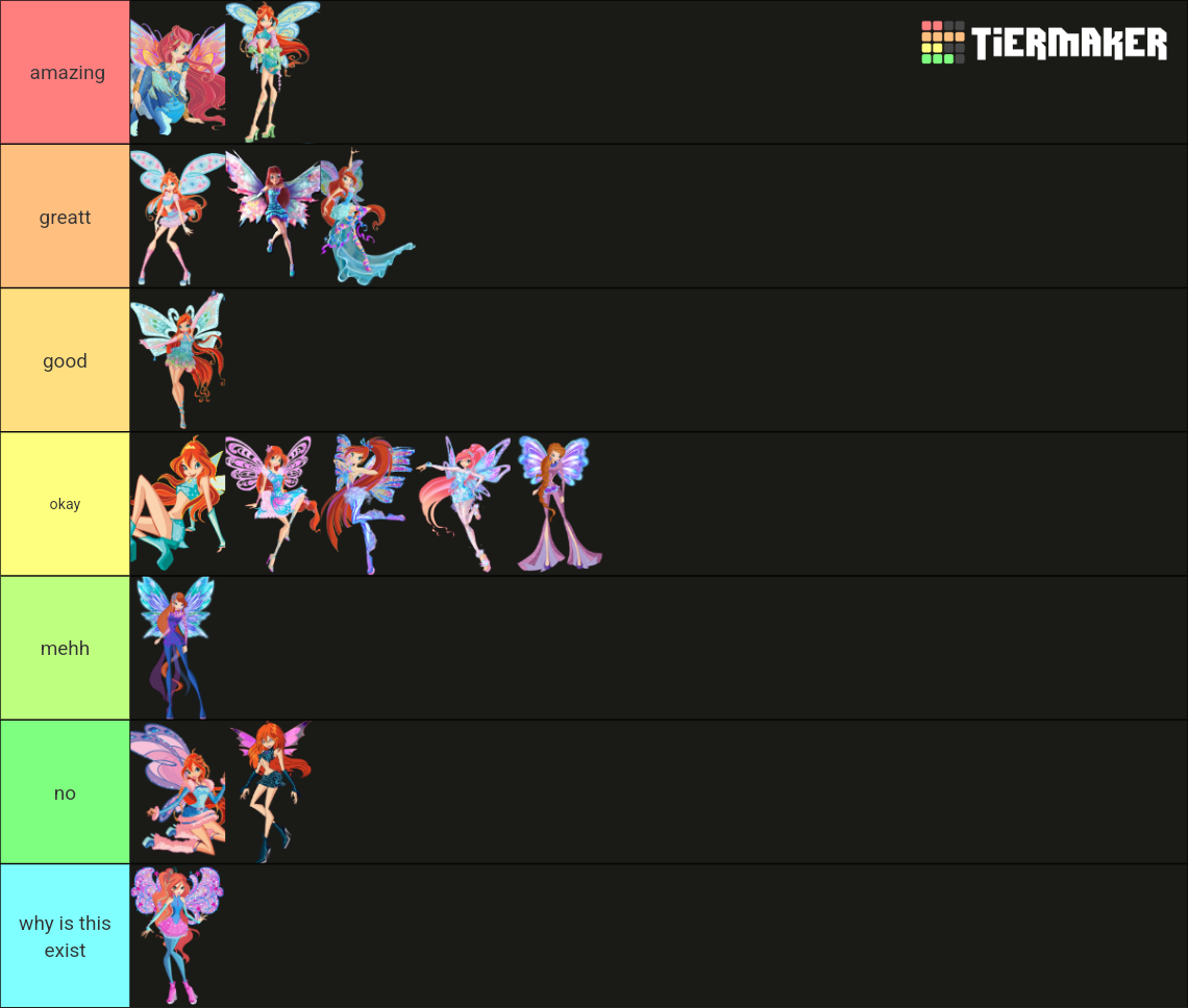 winx bloom all transformations Tier List (Community Rankings) - TierMaker