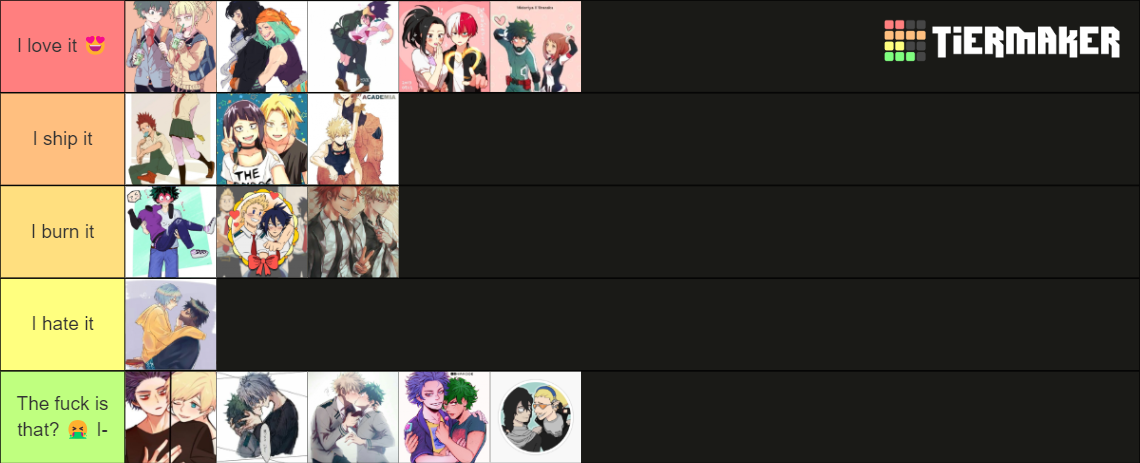 Mha ships Tier List (Community Rankings) - TierMaker