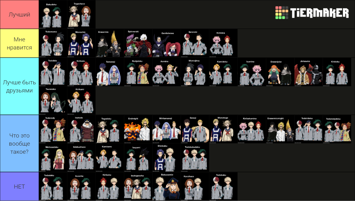MHA Ships — WITH RAREPAIRS Tier List (Community Rankings) - TierMaker