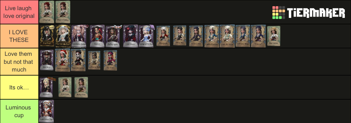 Demi Bourbon skins (Identity V) Tier List (Community Rankings) - TierMaker