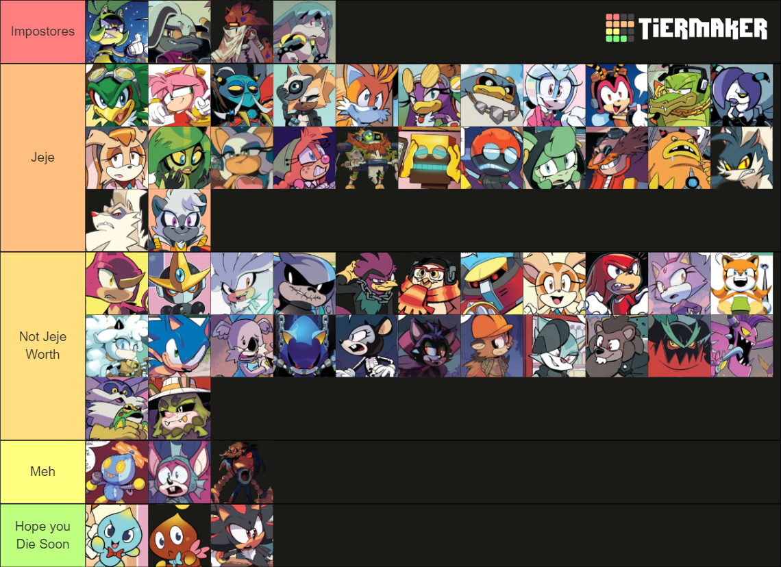 IDW Comics Sonic the Hedgehog Characters Tier List (Community Rankings ...