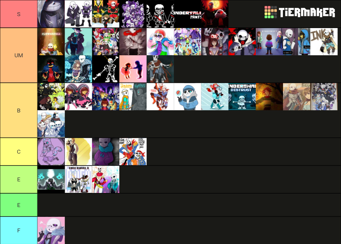 Undertale AUs Tierlist Tier List (Community Rankings) - TierMaker