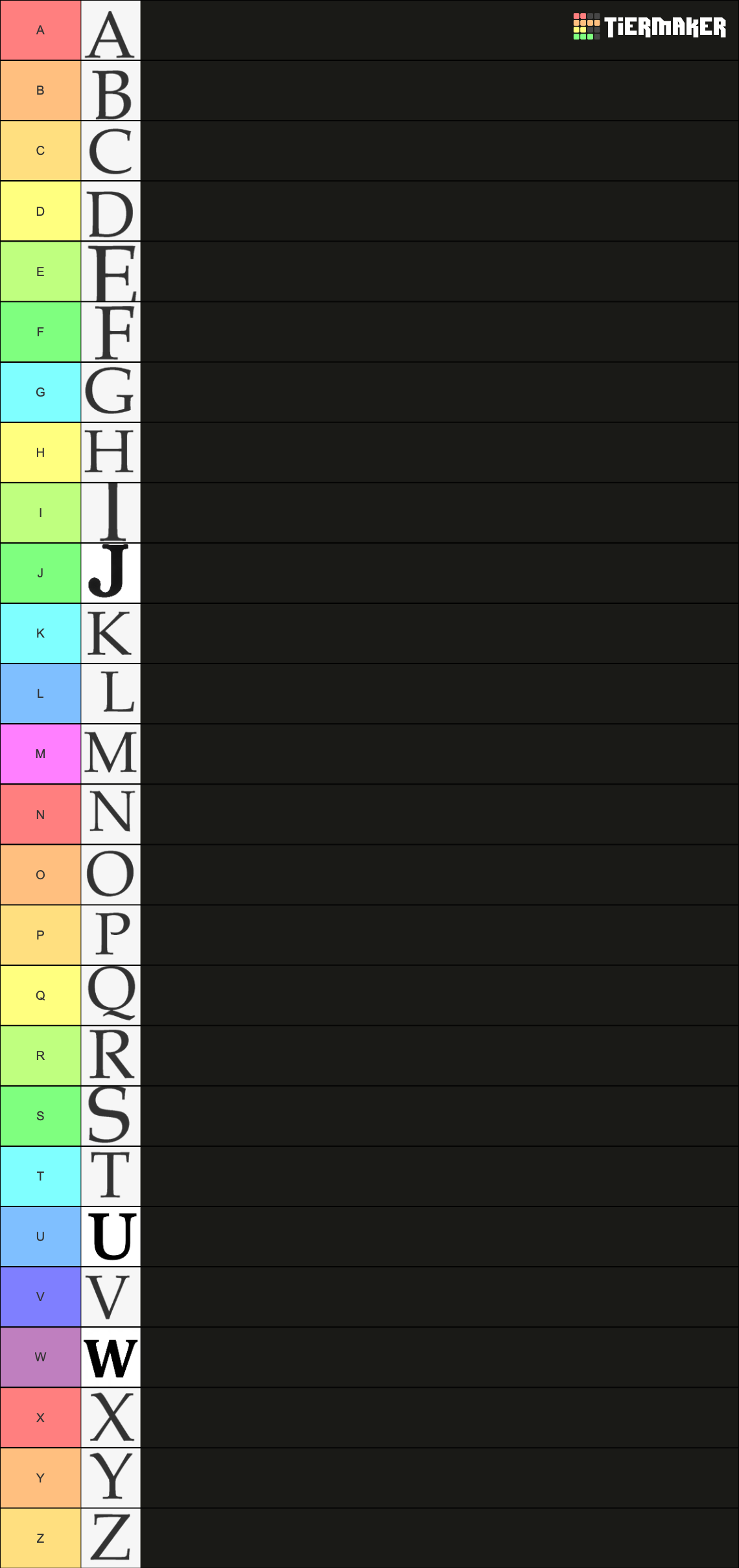 English Alphabet: Letters Ranked Tier List (Community Rankings) - TierMaker