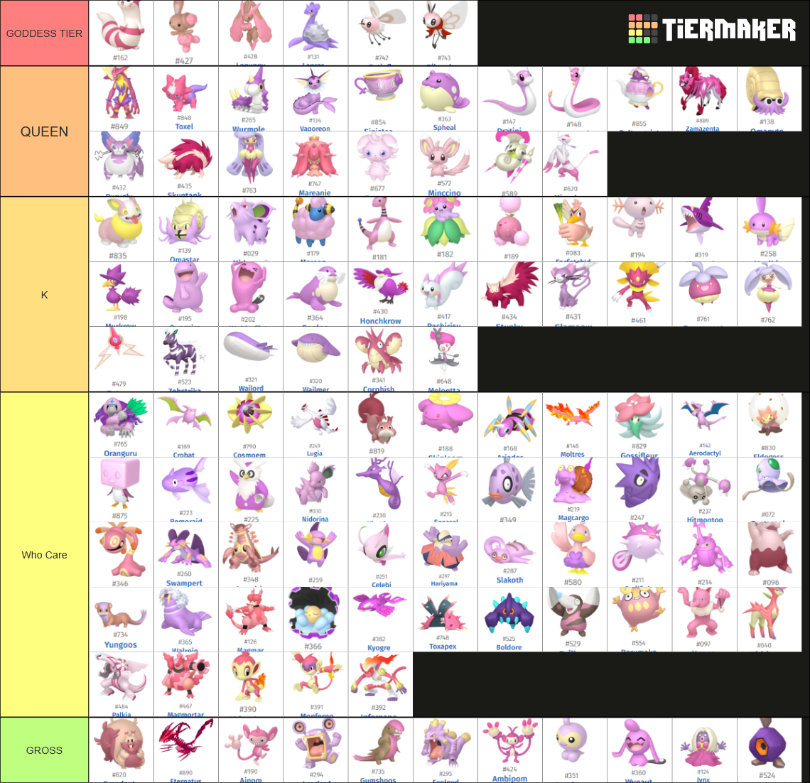 Pink shiny pokemon Tier List (Community Rankings) - TierMaker