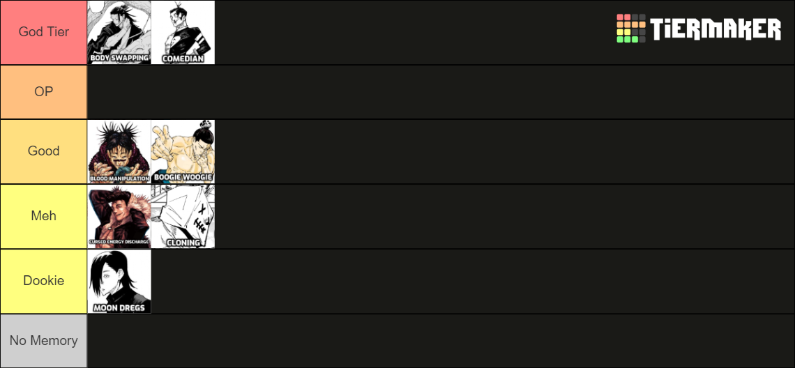 Jujutsu Kaisen Cursed Techniques Tier List (Community Rankings) - TierMaker Jujutsu Kaisen Cursed Techniques Tier List (Community Rankings) - TierMaker