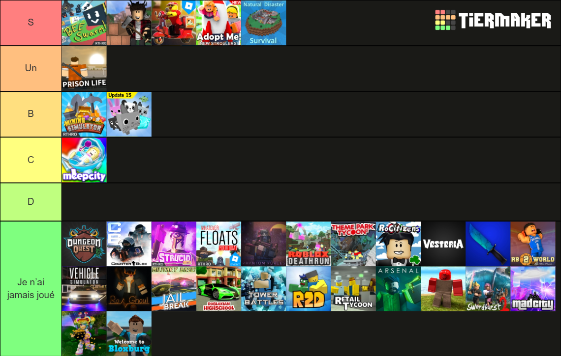 Roblox Popular Games Tier List (Community Rankings) - TierMaker