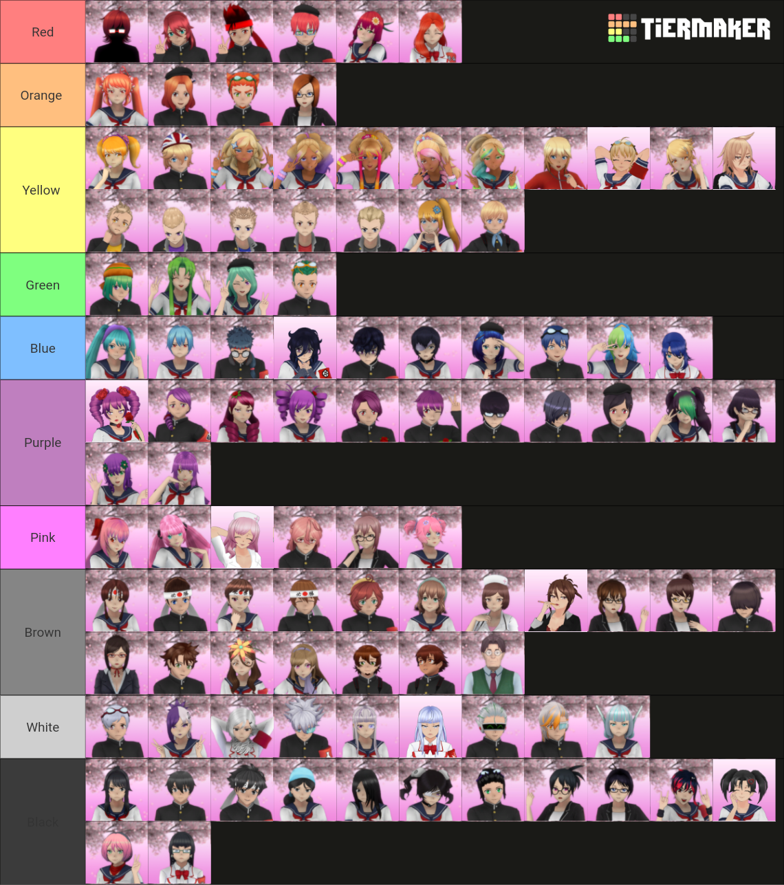 Yandere Simulator Characters Tier List (Community Rankings) - TierMaker