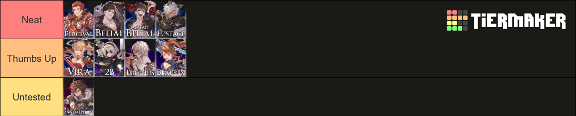 GRANBLUE FANTASY VERSUS: RISING / GBVSR (W/ WILNAS & EX) Tier List (Community Rankings) - TierMaker